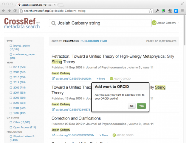 Easily add publications to your ORCID profile - Crossref